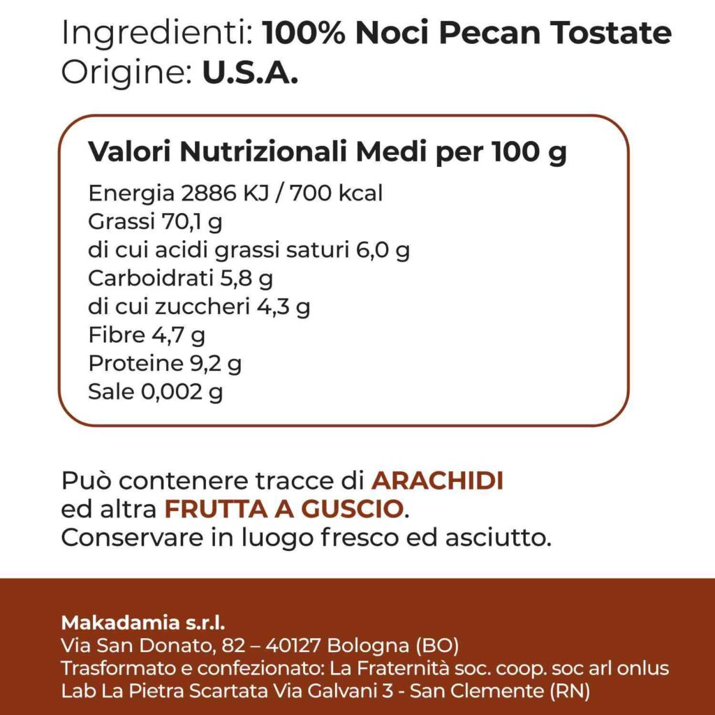 Crema 100% Noci Pecan Americane - Makadamia